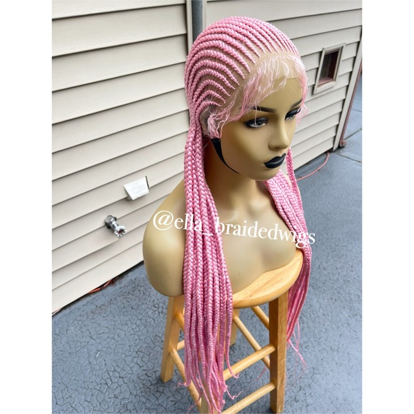 Accessories | Braidedwig Pink Straight Back Heart Conrow Wig | Poshmark
